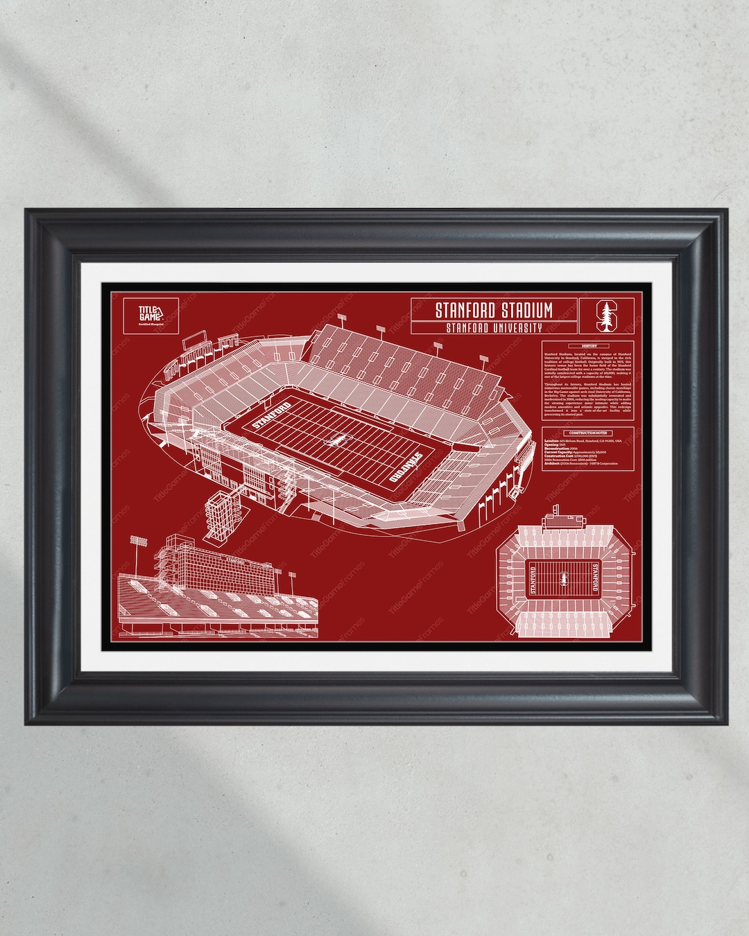 Stanford Cardinals Stanford Stadium Blueprint Football Print - Etsy