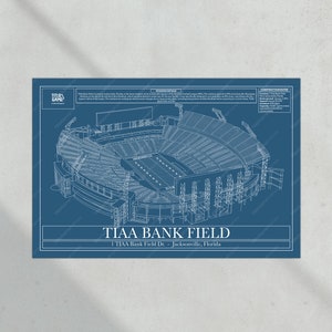 Jacksonville Jaguars TIAA Bank Field Stadium Blueprint Football Print ...
