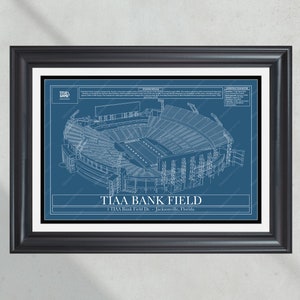 Jacksonville Jaguars TIAA Bank Field Stadium Blueprint Football Print ...