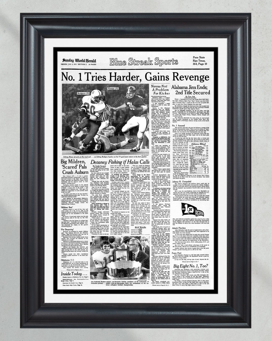 1972 Orange Bowl Commemorative Newspaper: Nebraska's Back-to-back ...