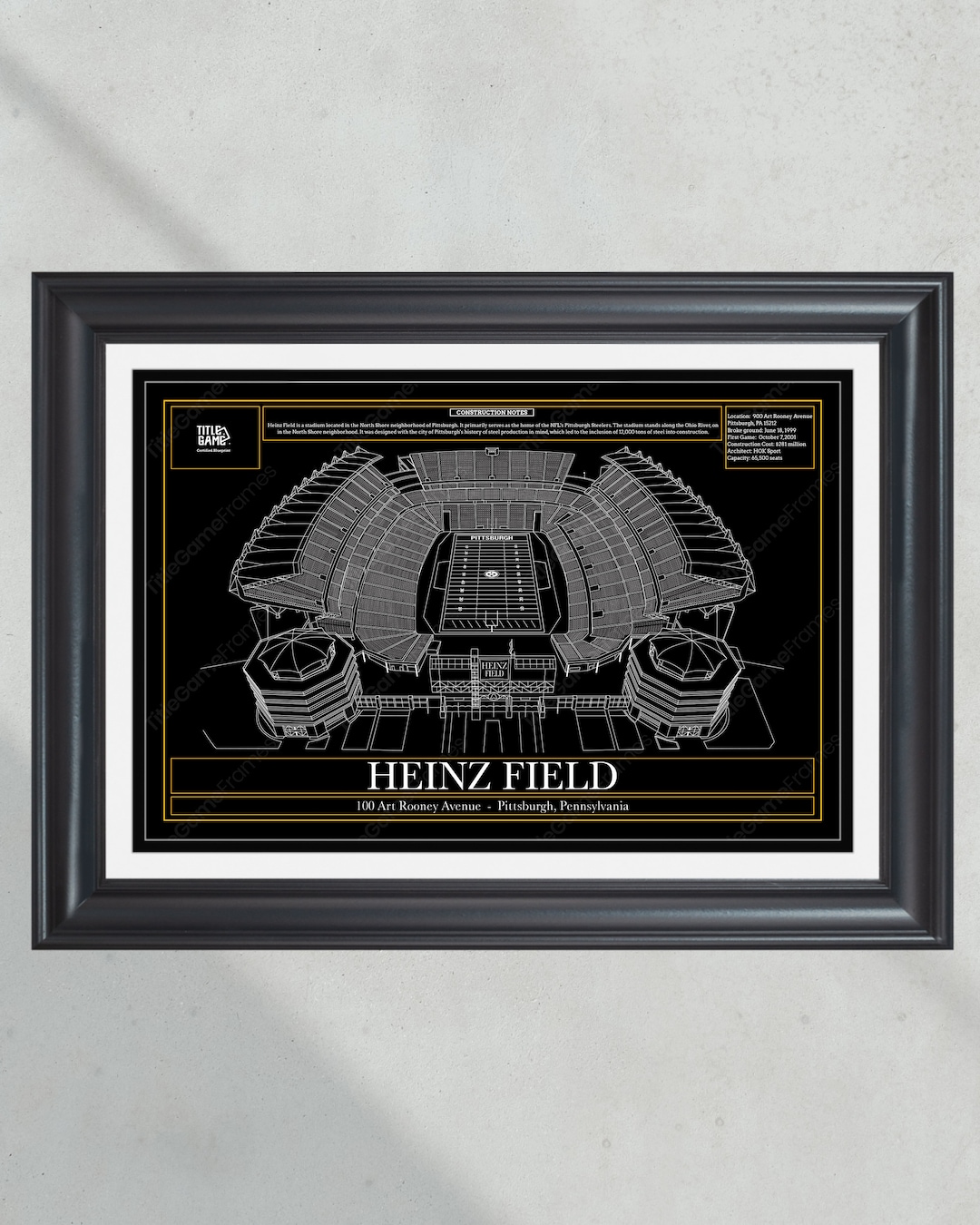 Pittsburgh Steelers Heinz Field Stadium Blueprint Football Print - Etsy