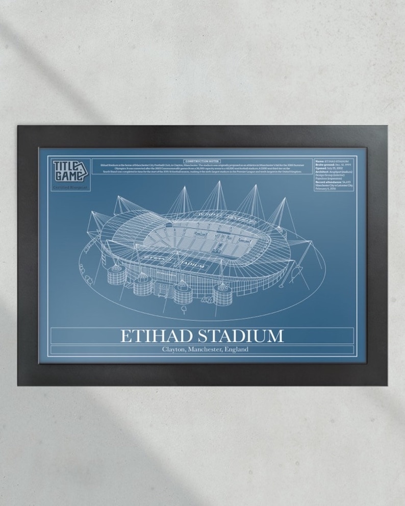 Manchester City FC Etihad Stadium Soccer Stadium Blueprint - Etsy