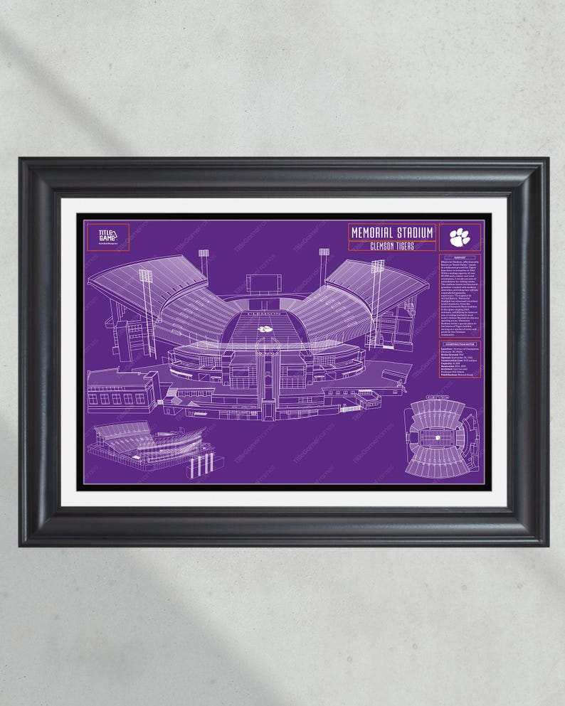 Clemson Tigers Memorial Stadium Blueprint "death Valley" Wall Art - Etsy