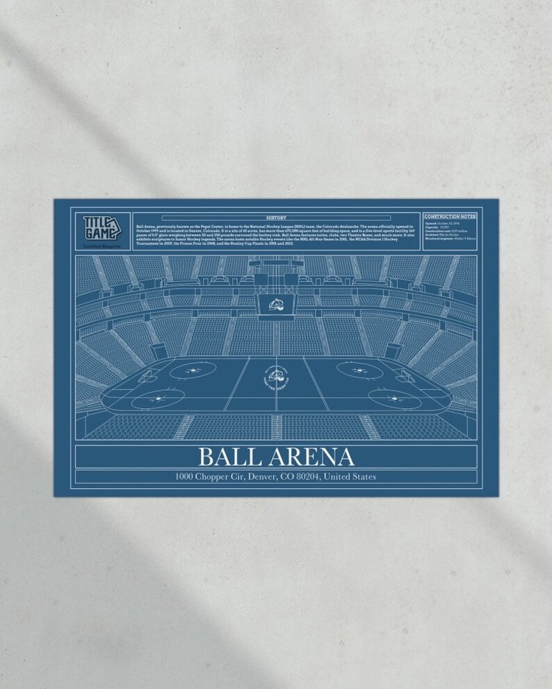 Colorado Avalanche Ball Arena Hockey Stadium Blueprint - Etsy