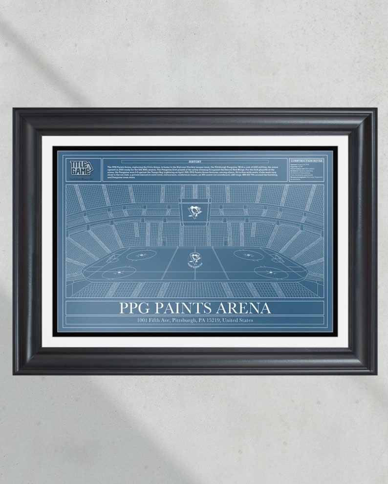 Pittsburgh Penguins PPG Paints Arena Hockey Stadium Blueprint - Etsy