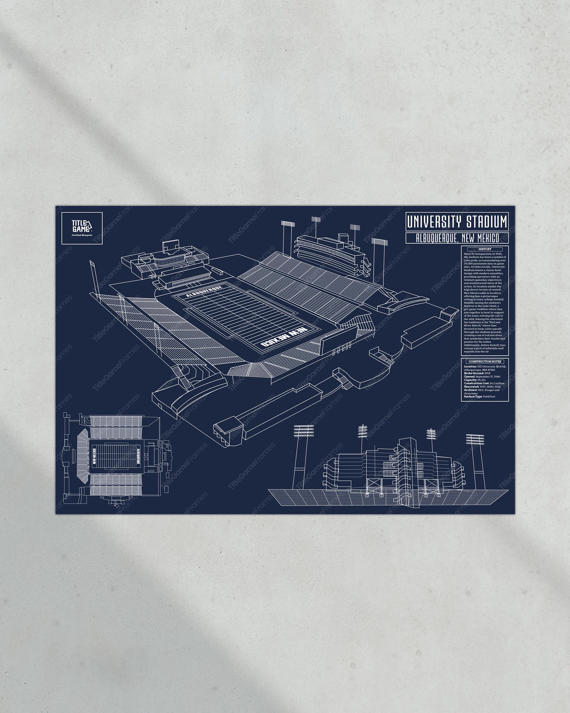 New Mexico Lobos University Stadium Stadium Blueprint Print - Etsy