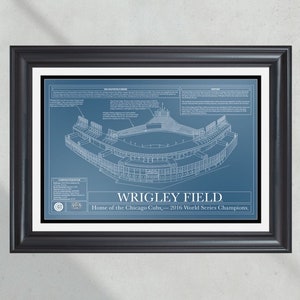 Chicago Cubs Wrigley Field Stadium Ballpark Blueprint Baseball Wall Art ...