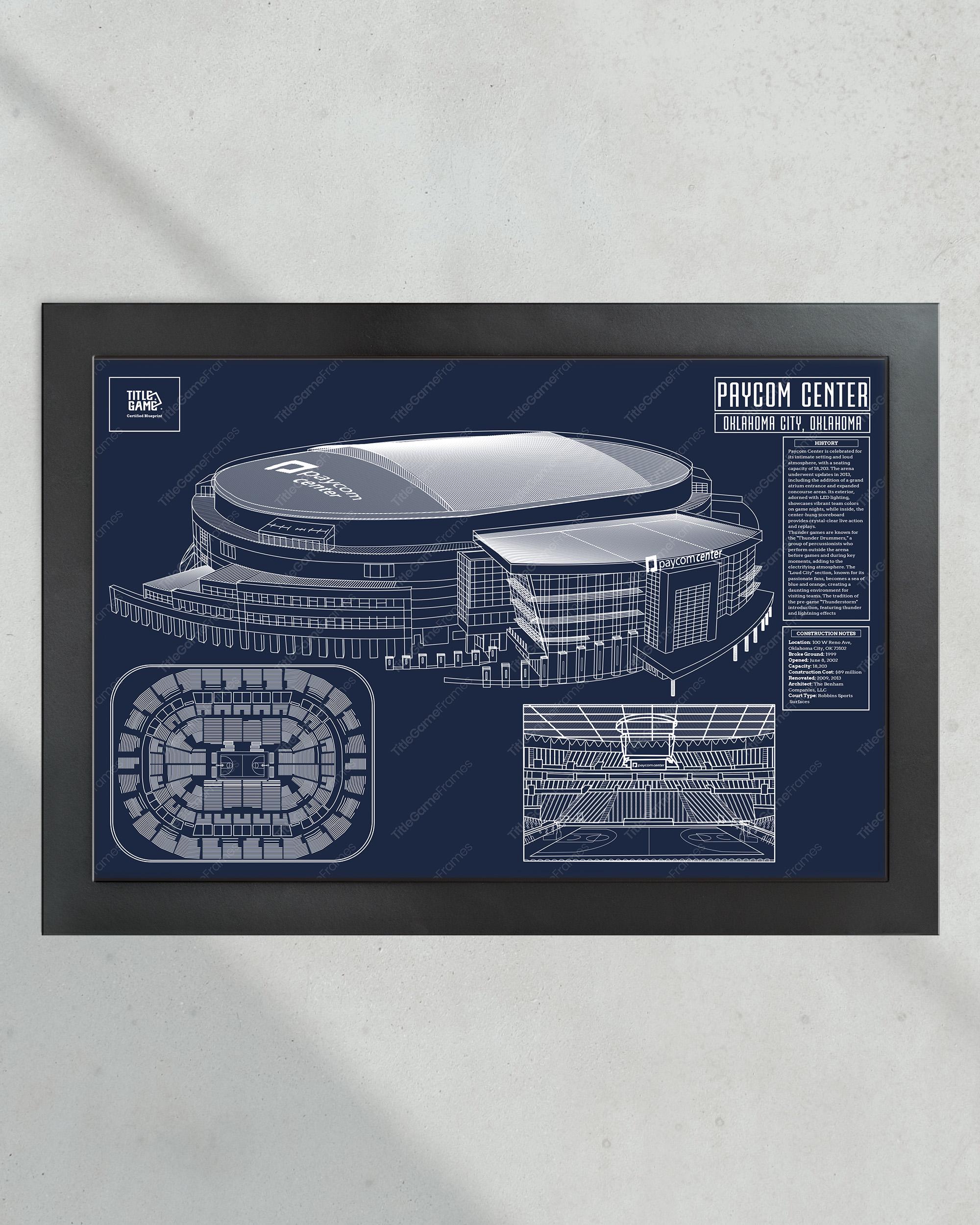 Oklahoma City Thunder Paycom Center NBA Basketball Stadium Blueprint - Etsy