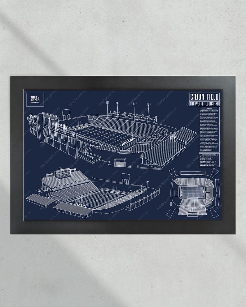 Louisiana Ragin’ Cajuns Cajun Field Stadium Blueprint Print - Etsy