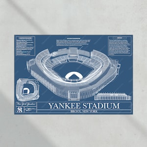 New York Yankees Yankee Stadium Ballpark Blueprint Baseball Wall Art - Etsy