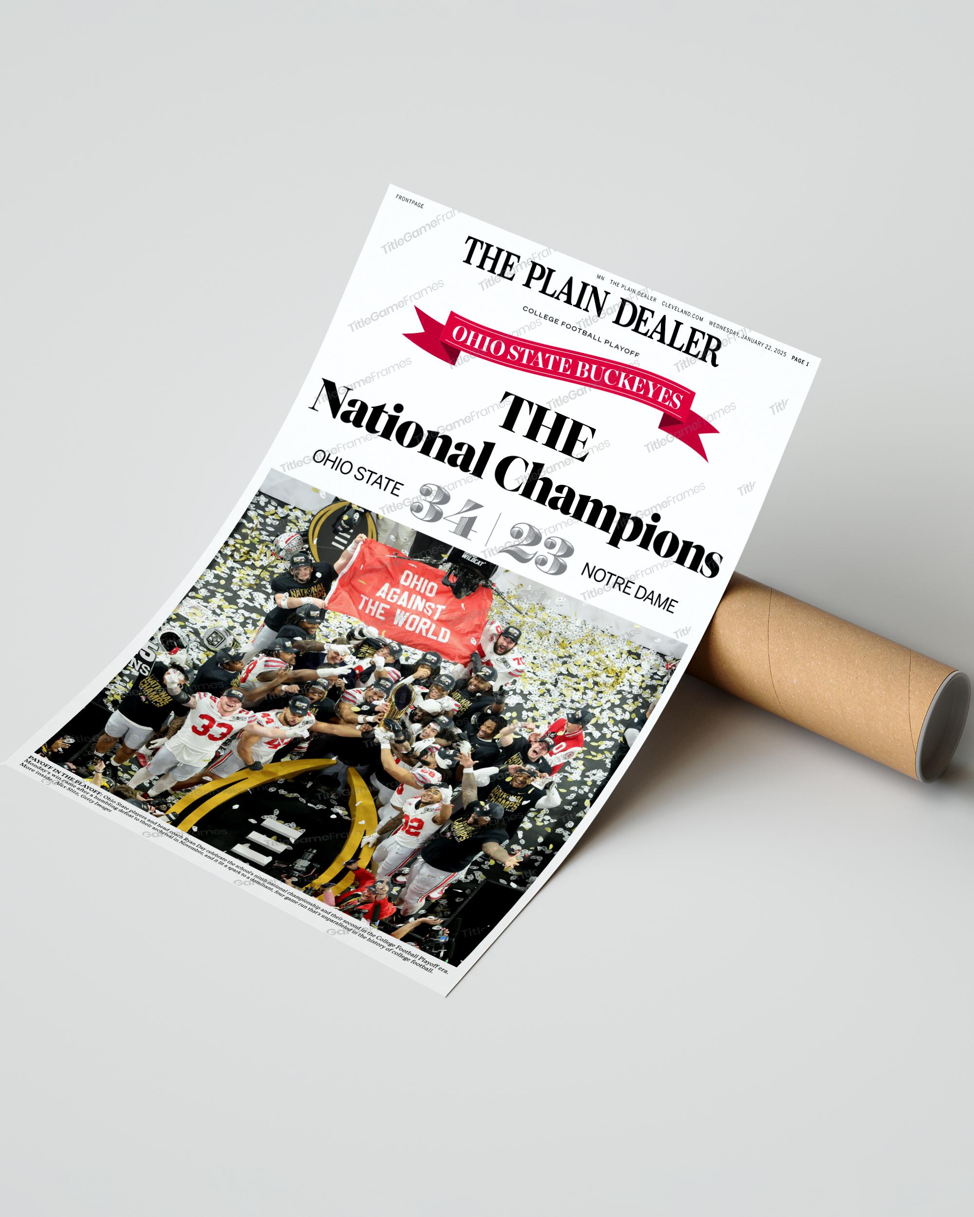 2025 Ohio State CFP 'THE National Champions' Framed Front Page ...