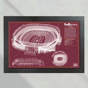 Washington Commanders Fedex Field Stadium Blueprint Football Print - Etsy