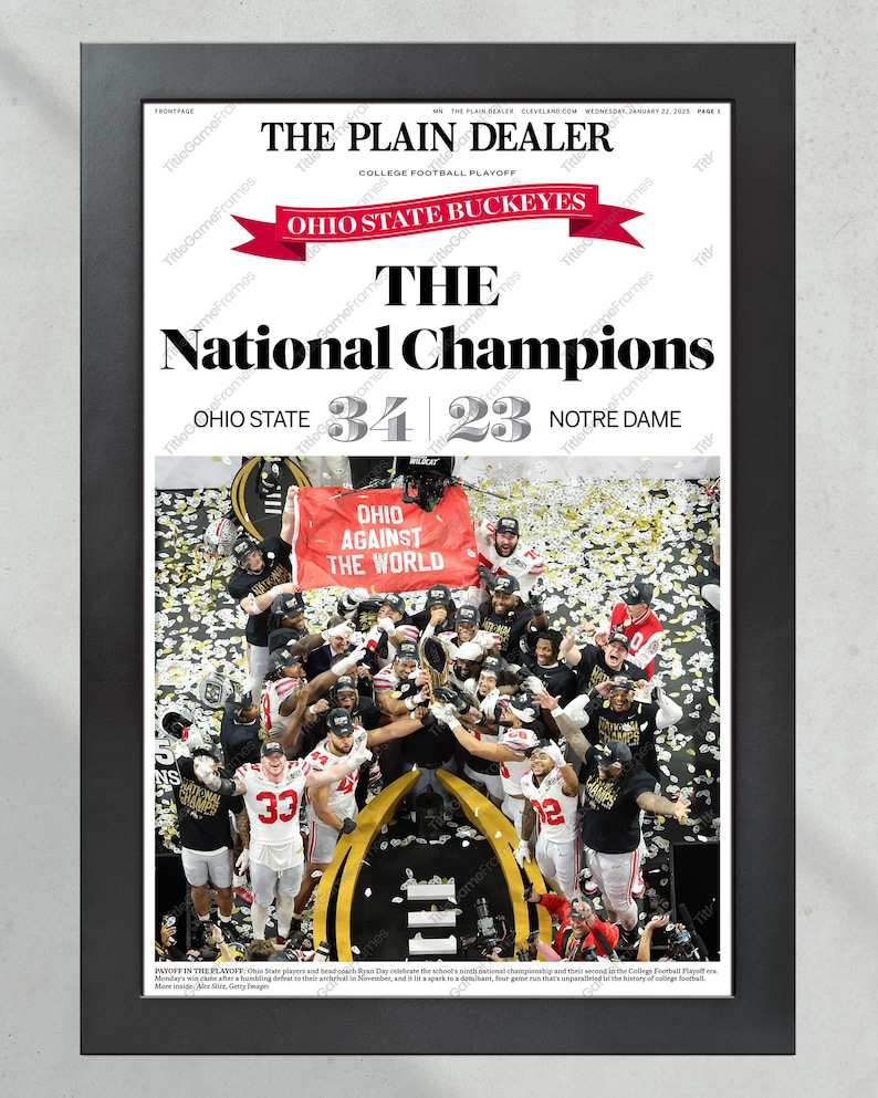 2025 Ohio State CFP 'THE National Champions' Framed Front Page ...