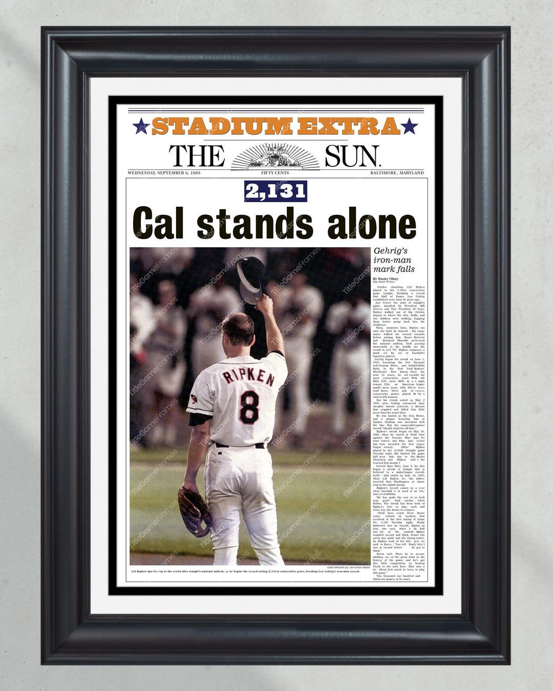 1995 Cal Ripken Jr. 'cal Stands Alone' - Historic Orioles Record ...
