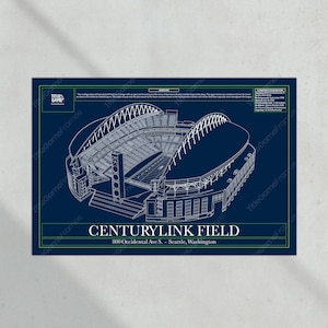 Seattle Seahawks Lumen Field Stadium Blueprint Football Print - Etsy