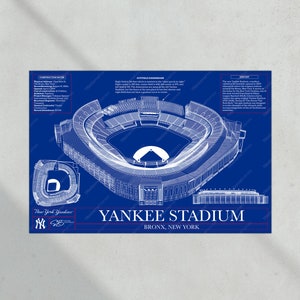 New York Yankees Yankee Stadium Ballpark Blueprint Baseball Wall Art - Etsy