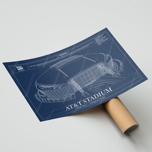 Dallas Cowboys AT&T Stadium Blueprint Football Print - Etsy