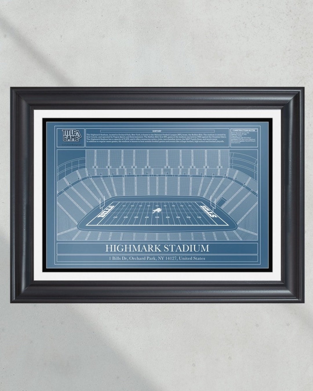 Buffalo Bills Highmark Stadium Blueprint Football Print - Etsy