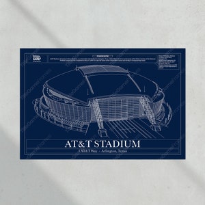 Dallas Cowboys AT&T Stadium Blueprint Football Print - Etsy