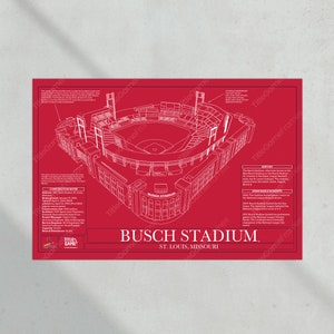 St. Louis Cardinals Busch Stadium Ballpark Blueprint Baseball Wall Art ...