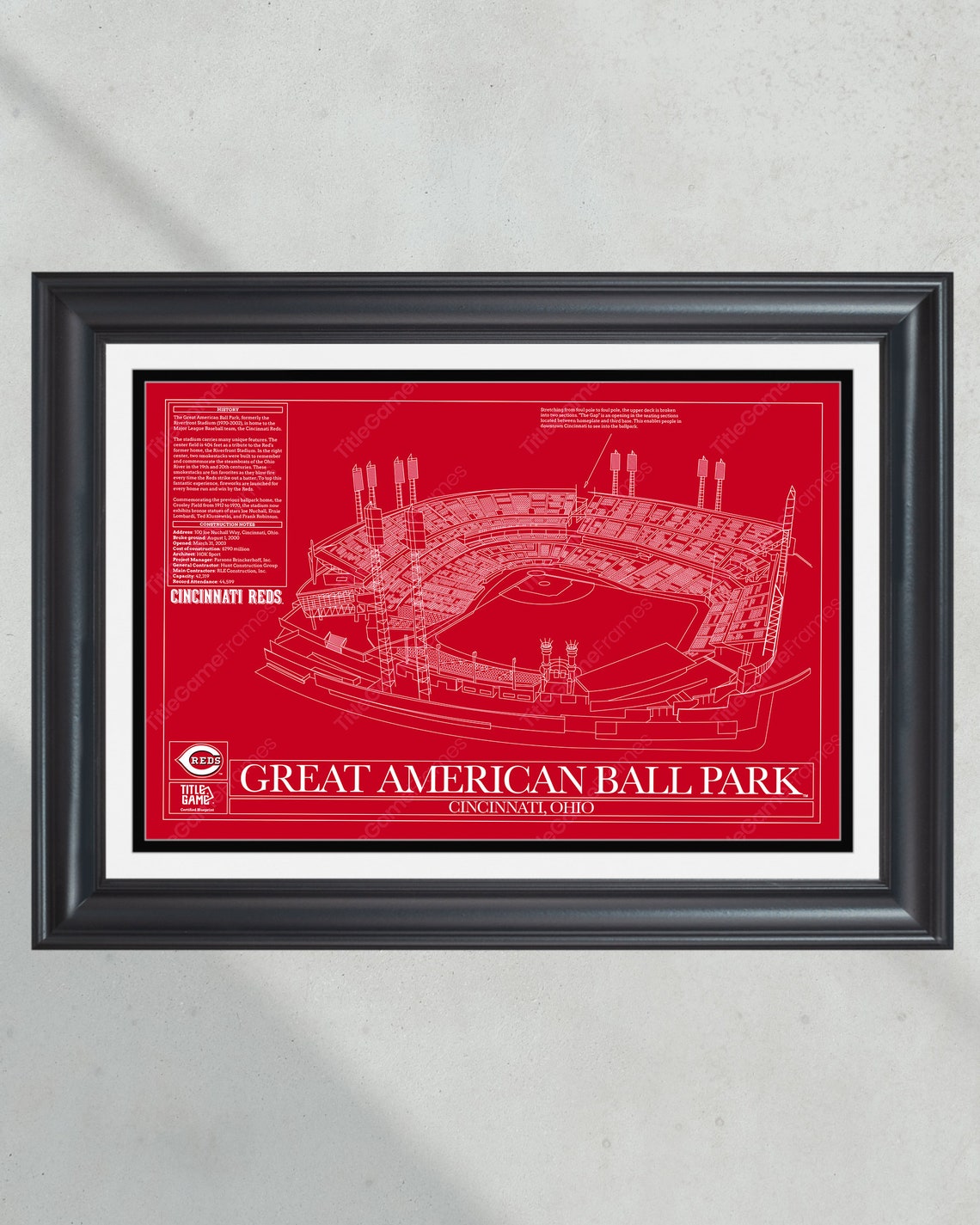 Cincinnati Reds Great American Ball Park Stadium Ballpark Blueprint ...