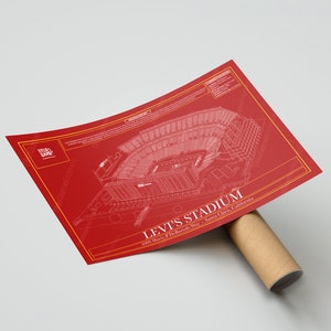 San Francisco 49ers Levi’s Stadium Blueprint Football Print - Etsy