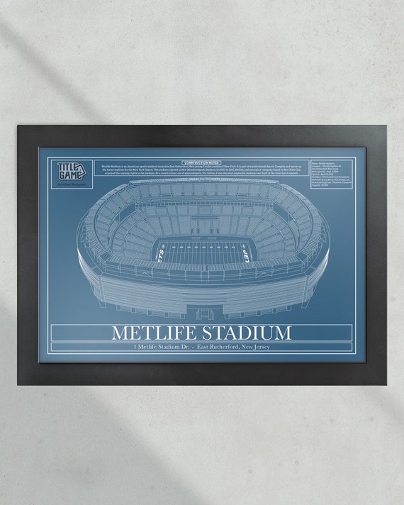 New York Jets Metlife Stadium Blueprint Football Print - Etsy