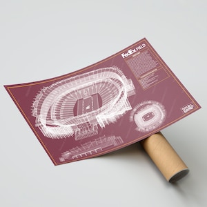 Washington Commanders Fedex Field Stadium Blueprint Football Print - Etsy