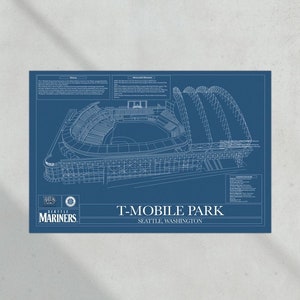 Seattle Mariners T-mobile Park Stadium Ballpark Blueprint Baseball Wall ...