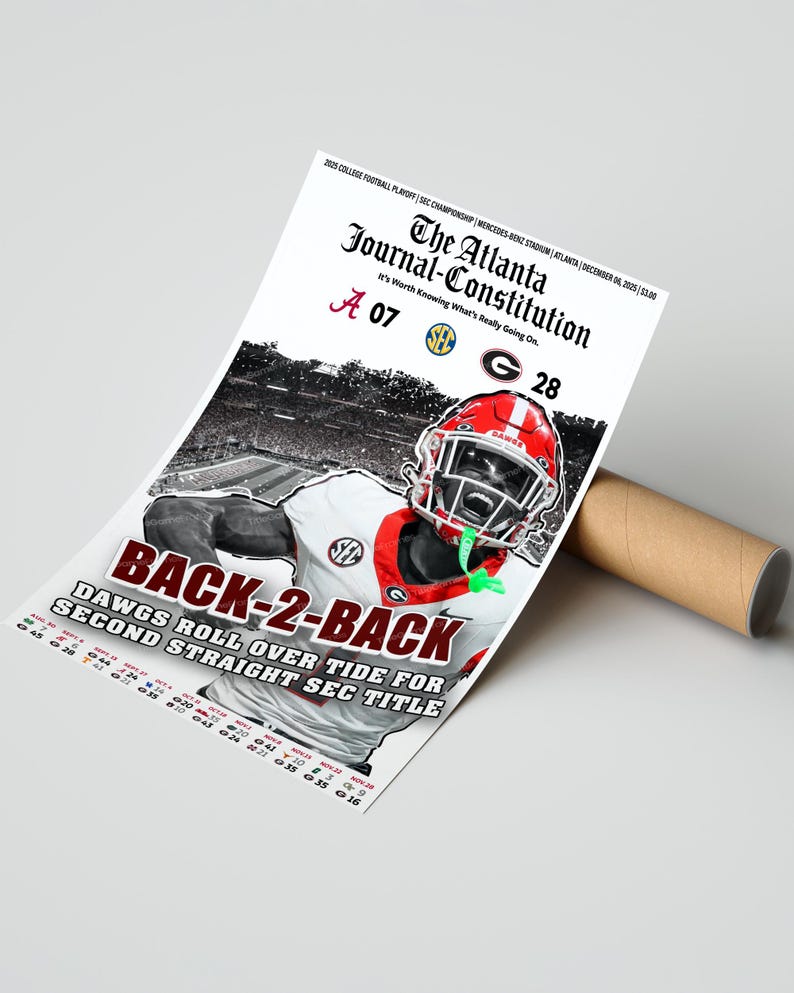 2025 Georgia Football "back-to-back" SEC Champions Over Alabama Framed ...