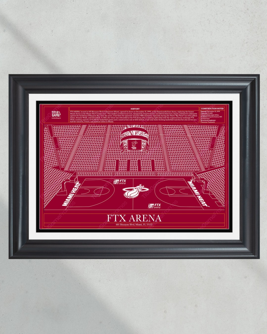 Miami Heat FTX Arena NBA Basketball Stadium Blueprint - Etsy