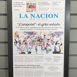 2021 Argentina Copa America Champions Framed Front Page Newspaper Print ...