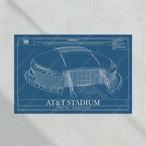 Dallas Cowboys AT&T Stadium Blueprint Football Print - Etsy