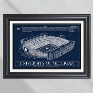 University of Michigan Wolverines Michigan Stadium Blueprint Football ...