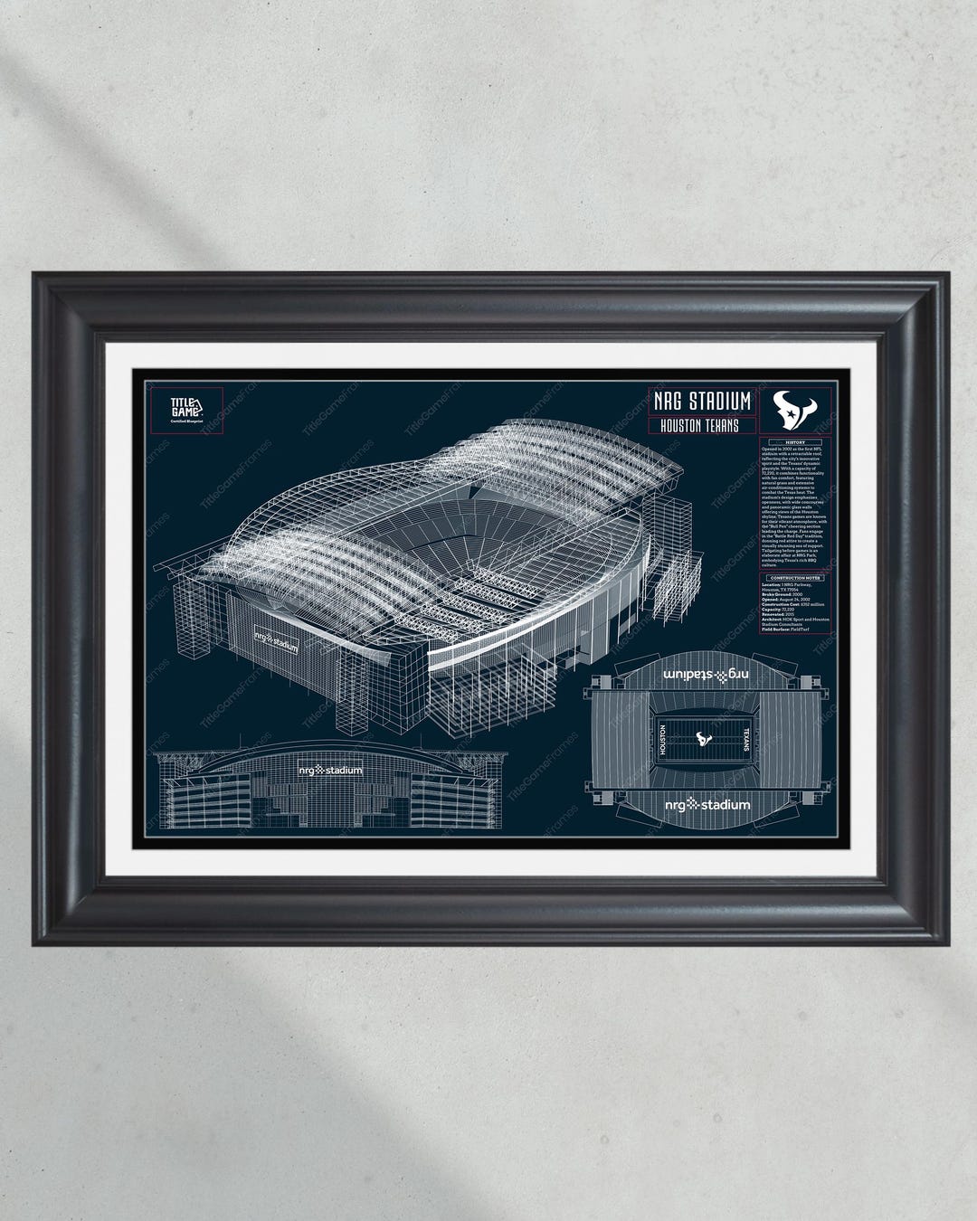 Houston Texans NRG Stadium Blueprint Football Print - Etsy