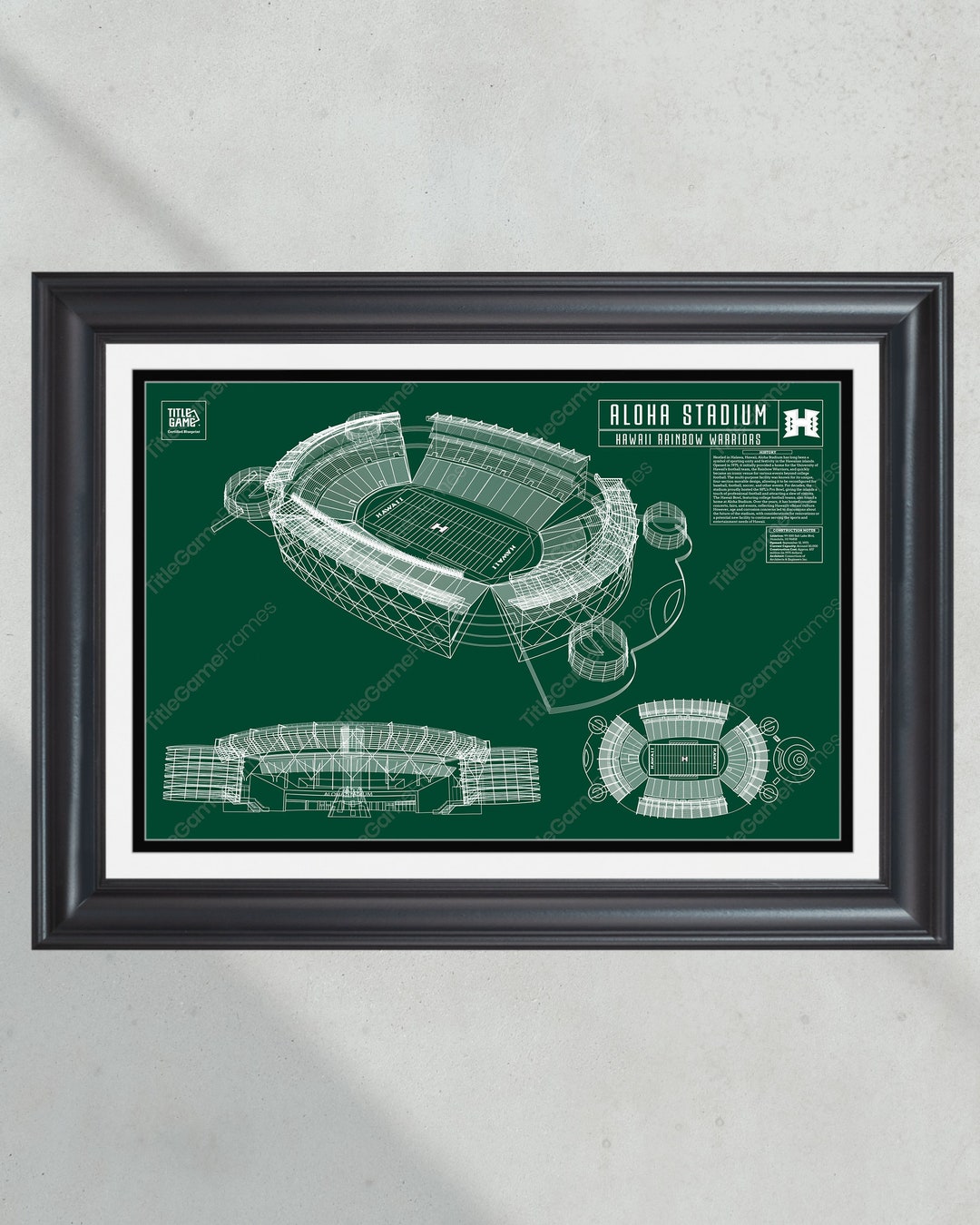 Hawaii Warriors Aloha Stadium Football Blueprint - Etsy