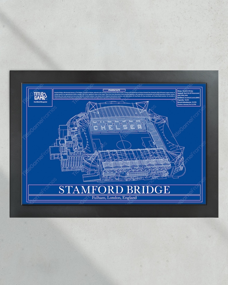 Chelsea FC Stamford Bridge Soccer Stadium Blueprint - Etsy
