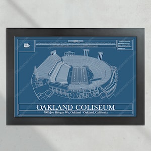 Oakland / Las Vegas Raiders Oakland Coliseum Stadium Blueprint Football ...