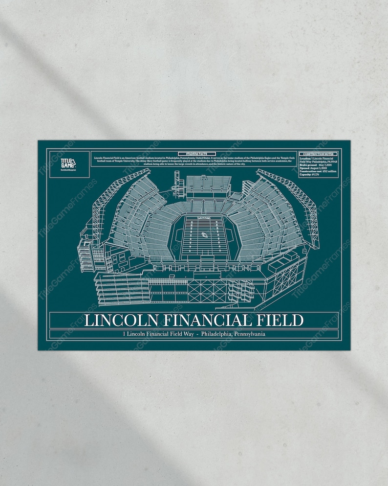 Philadelphia Eagles Lincoln Financial Field Stadium Blueprint Football ...