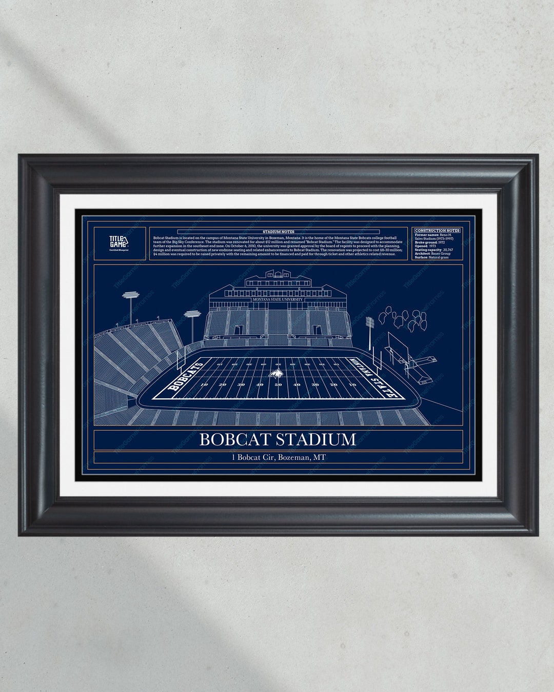 Montana State University Bozeman Bobcat Stadium Football Blueprint - Etsy