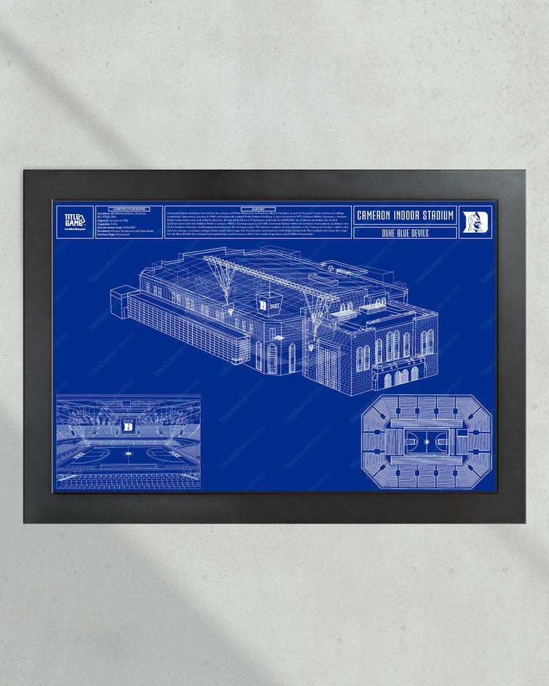 Duke Blue Devils Cameron Indoor Stadium Blueprint: College Basketball ...