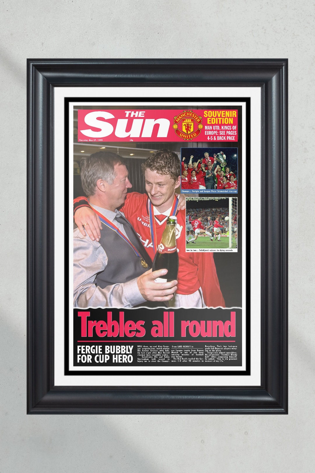 1999 Manchester United F.C Treble Winners Front Page Newspaper - Etsy