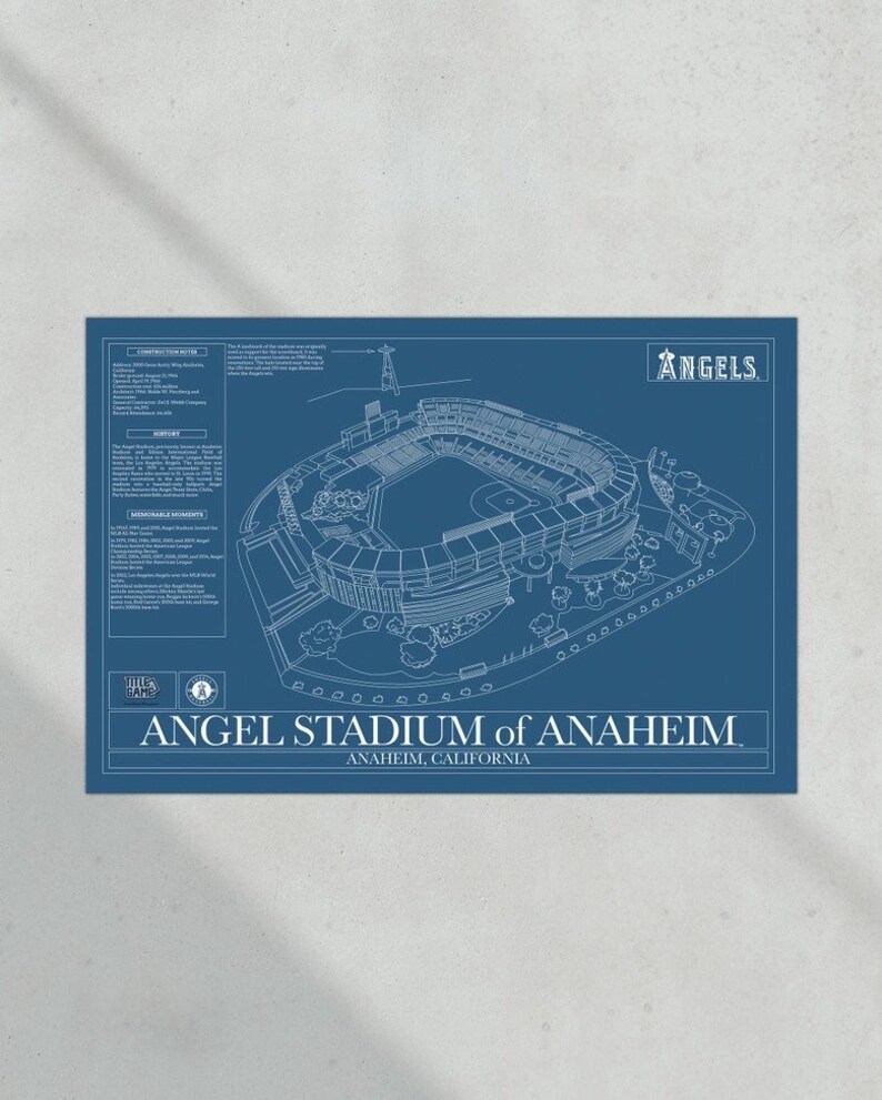 Angel Stadium Anaheim Angels Stadium Ballpark Blueprint - Etsy
