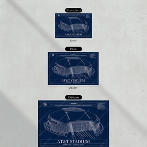 Dallas Cowboys AT&T Stadium Blueprint Football Print - Etsy