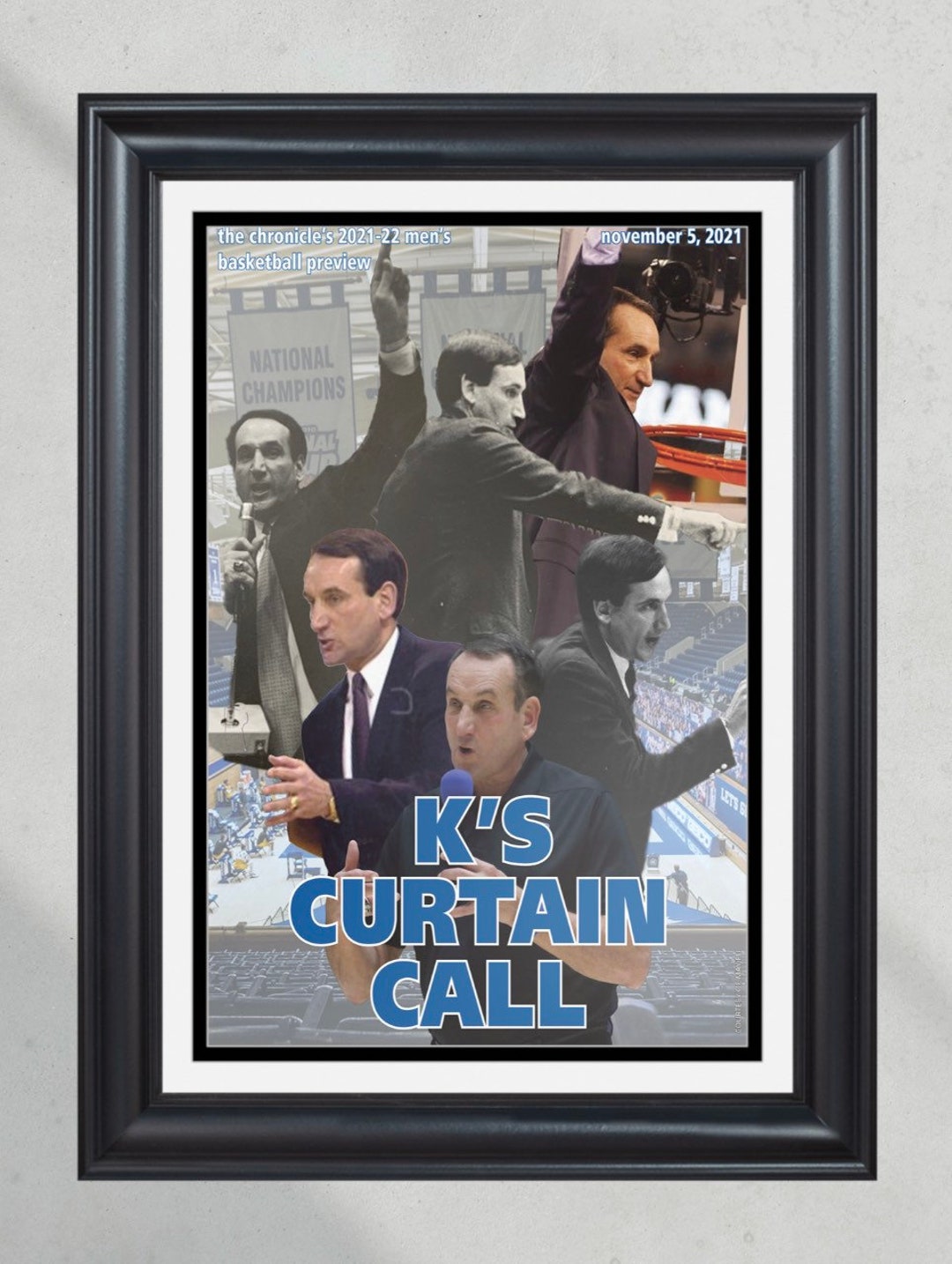 2022 Duke Blue Devils Coach K Farewell Tour Framed Front Page Newspaper ...