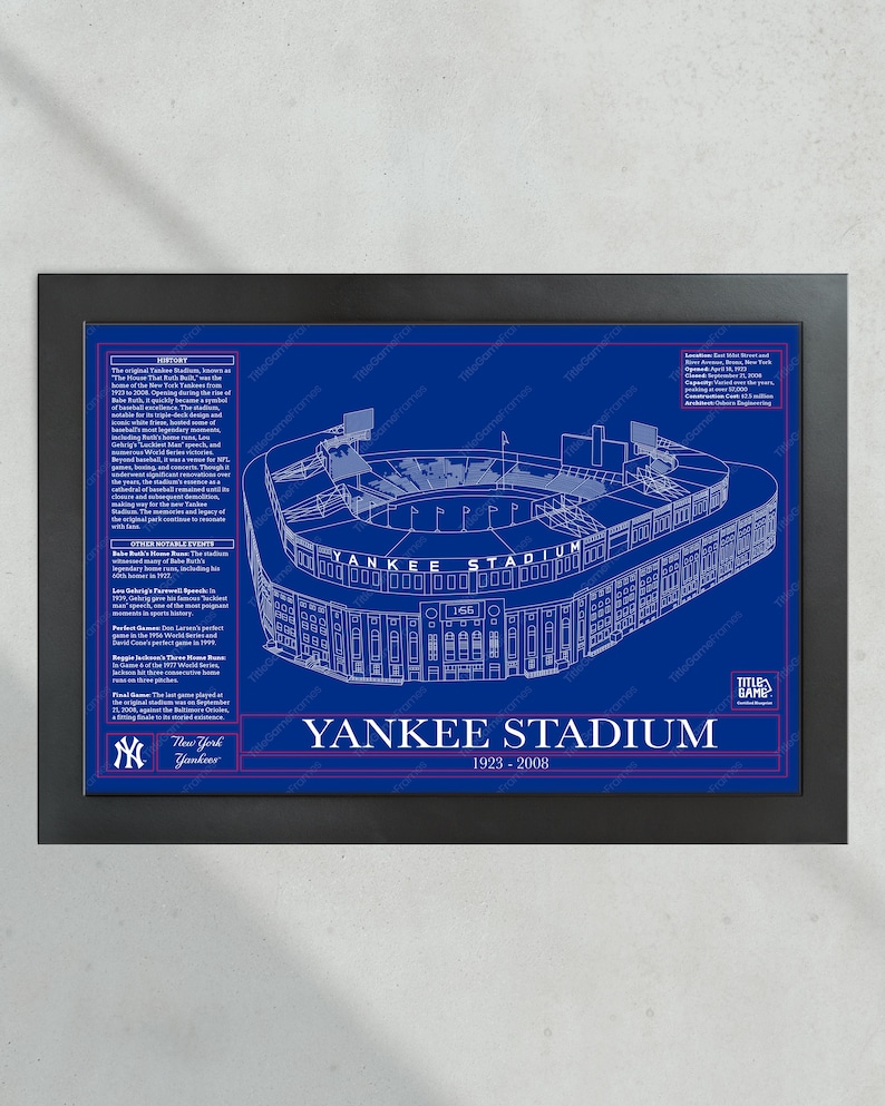 New York Yankees Original Yankee Stadium 1923-2008 Blueprint - Classic ...