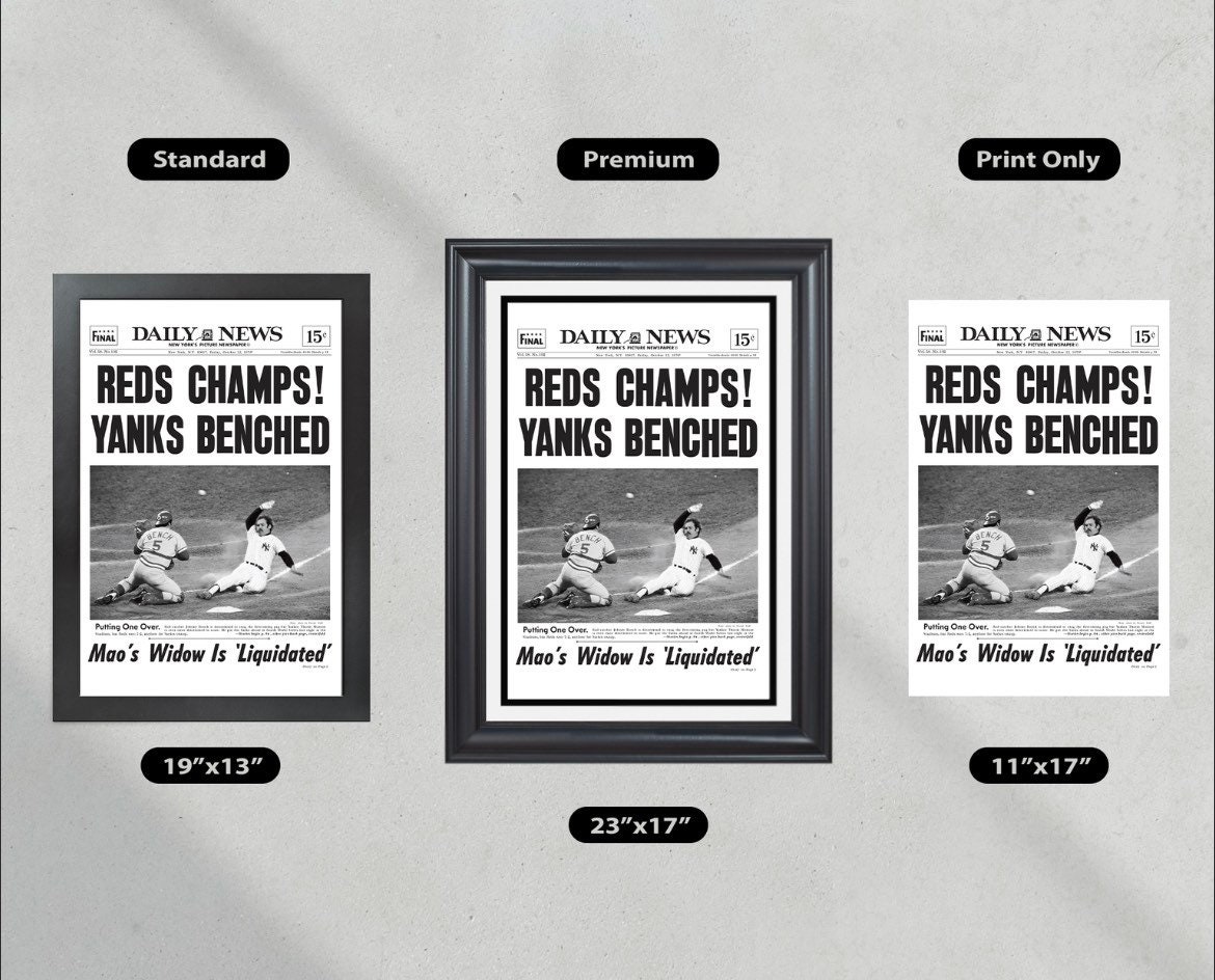 1976 Cincinnati Reds World Series Champions Framed Front Page - Etsy
