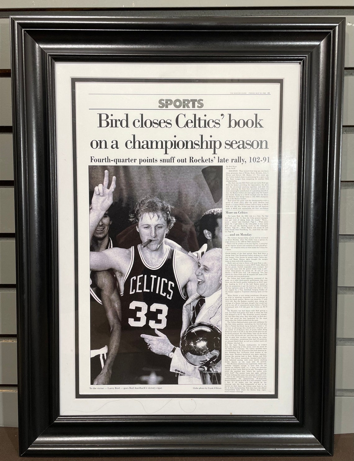 1981 Boston Celtics NBA Champion Framed Front Page Newspaper - Etsy