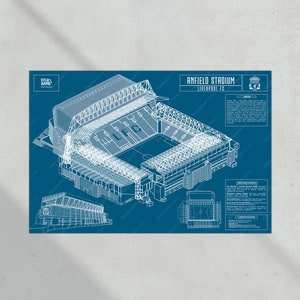Liverpool FC Anfield Football Stadium Soccer Blueprint - Etsy