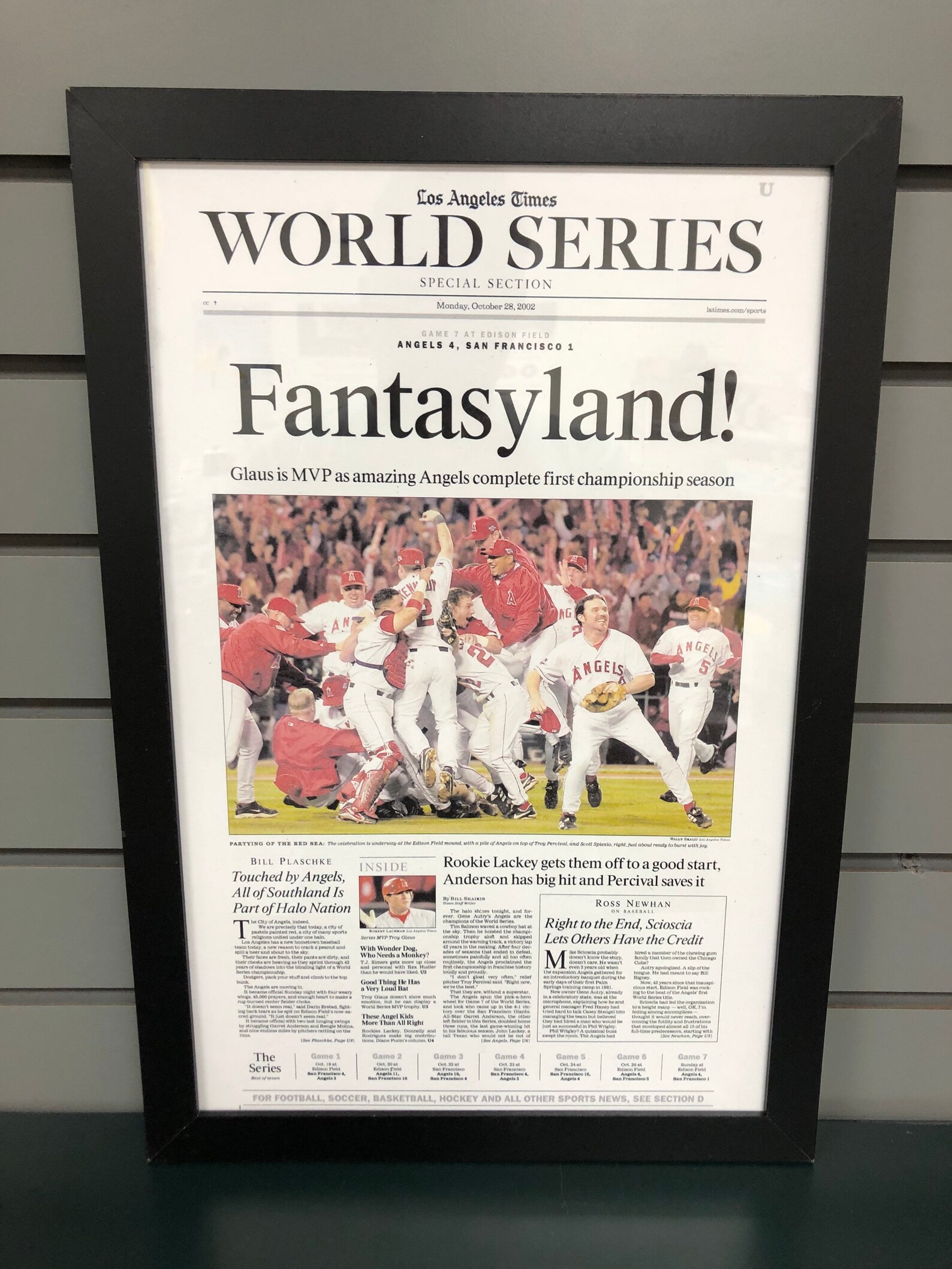 2002 Anaheim Angels World Series Champion Framed Newspaper | Etsy